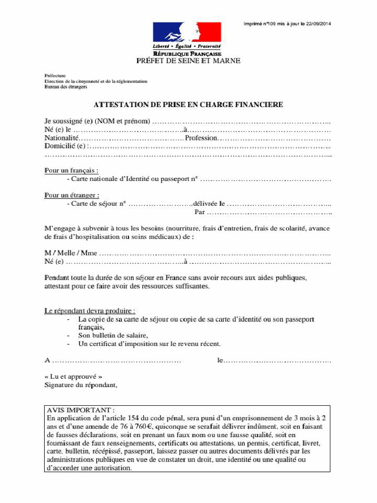 Attestation de Prise en Charge | PDF