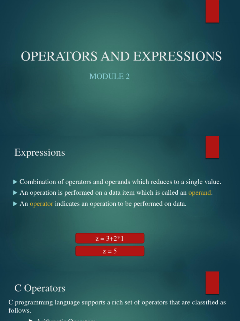 Module 2 - Part B - Operators and Expressions | PDF | Computer Science | Computer Programming