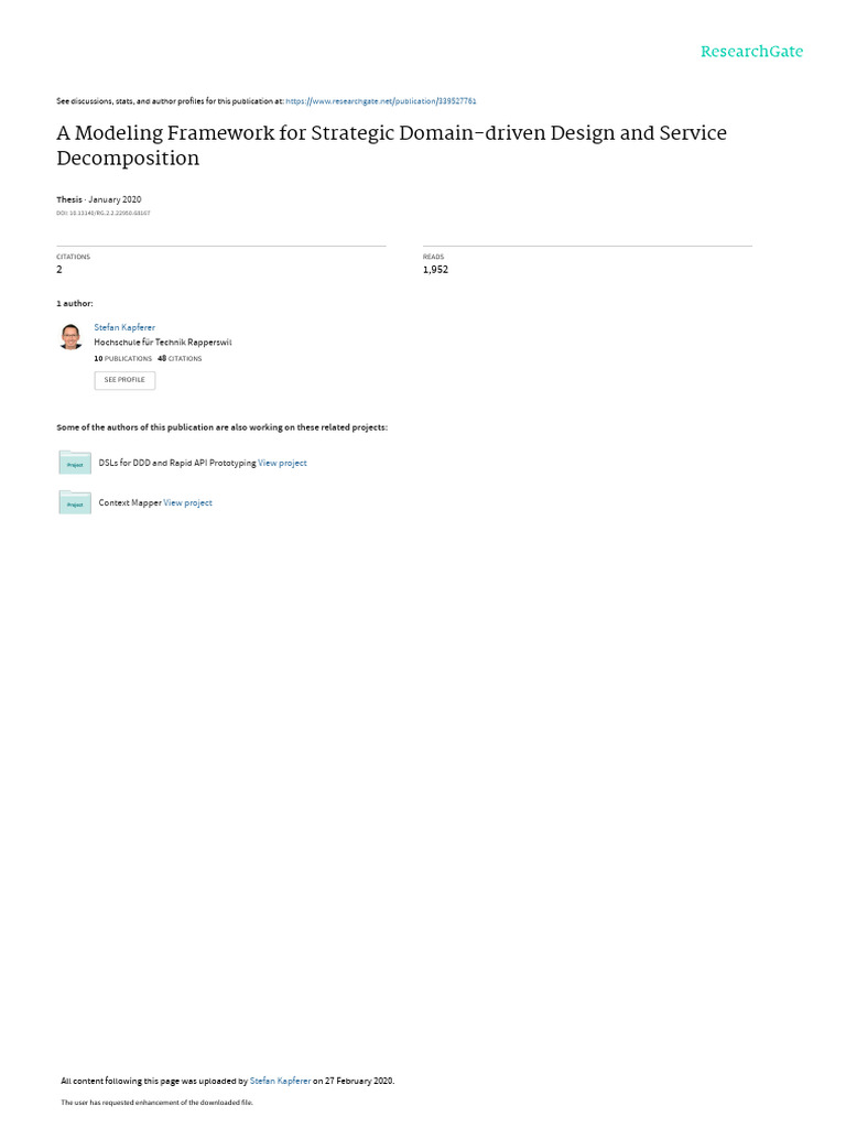 HS19 MSE Master Thesis Report PUBLIC Stefan Kapferer SDDD Modeling Framework | PDF | Software ...