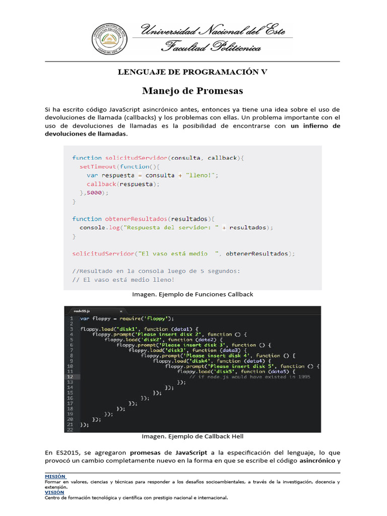 Promesas | Descargar gratis PDF | Script Java | Devolución de llamada (programación de computadora)