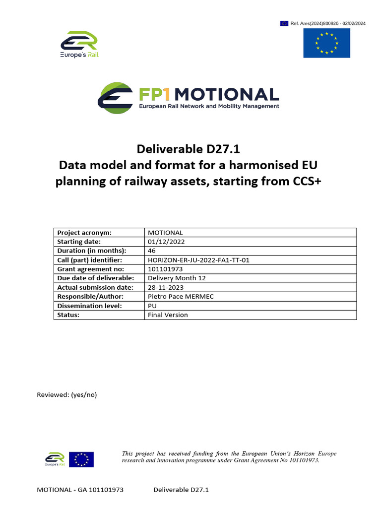 D27.1 Data Model and Format For A Harmonised EU Planning of Railway ...