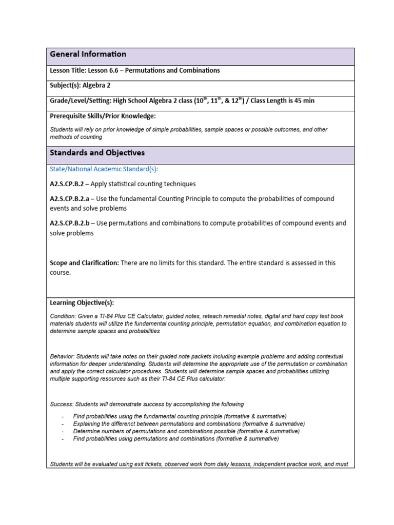 Observation 3 - Lesson Plan | PDF | Teachers | Sampling (Statistics)