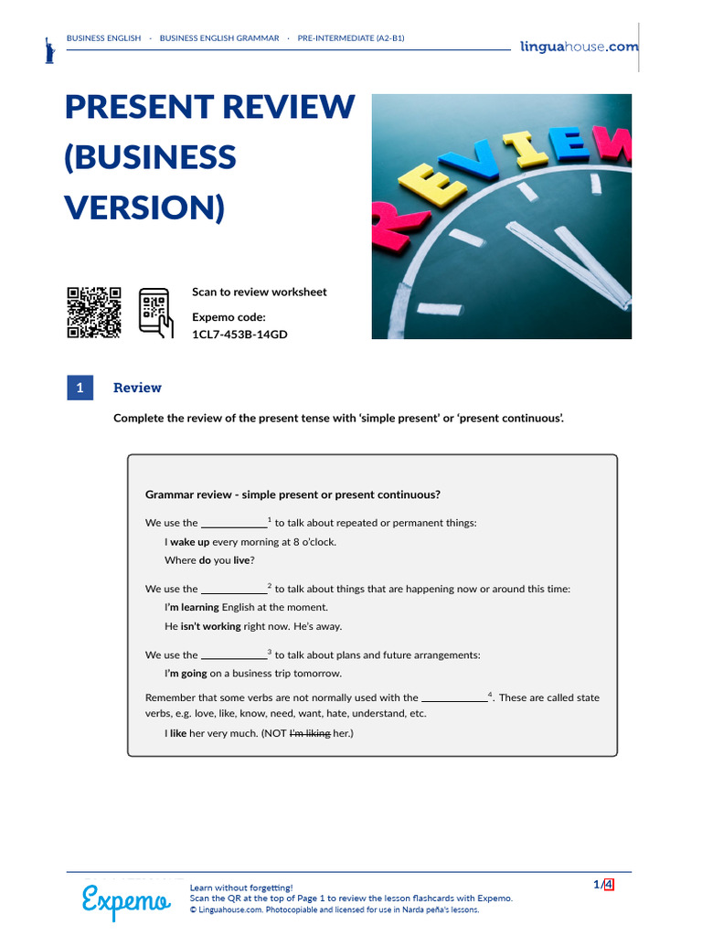 Business English Present Tense Review | PDF | English Language ...