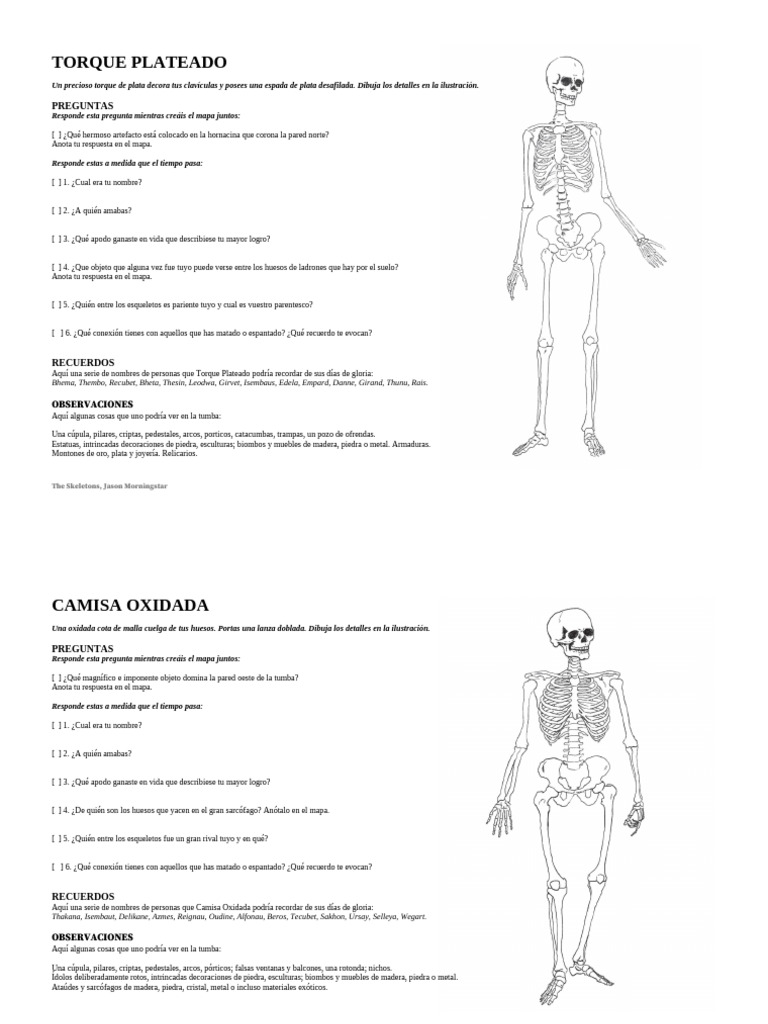 Los Esqueletos - Fichas | PDF