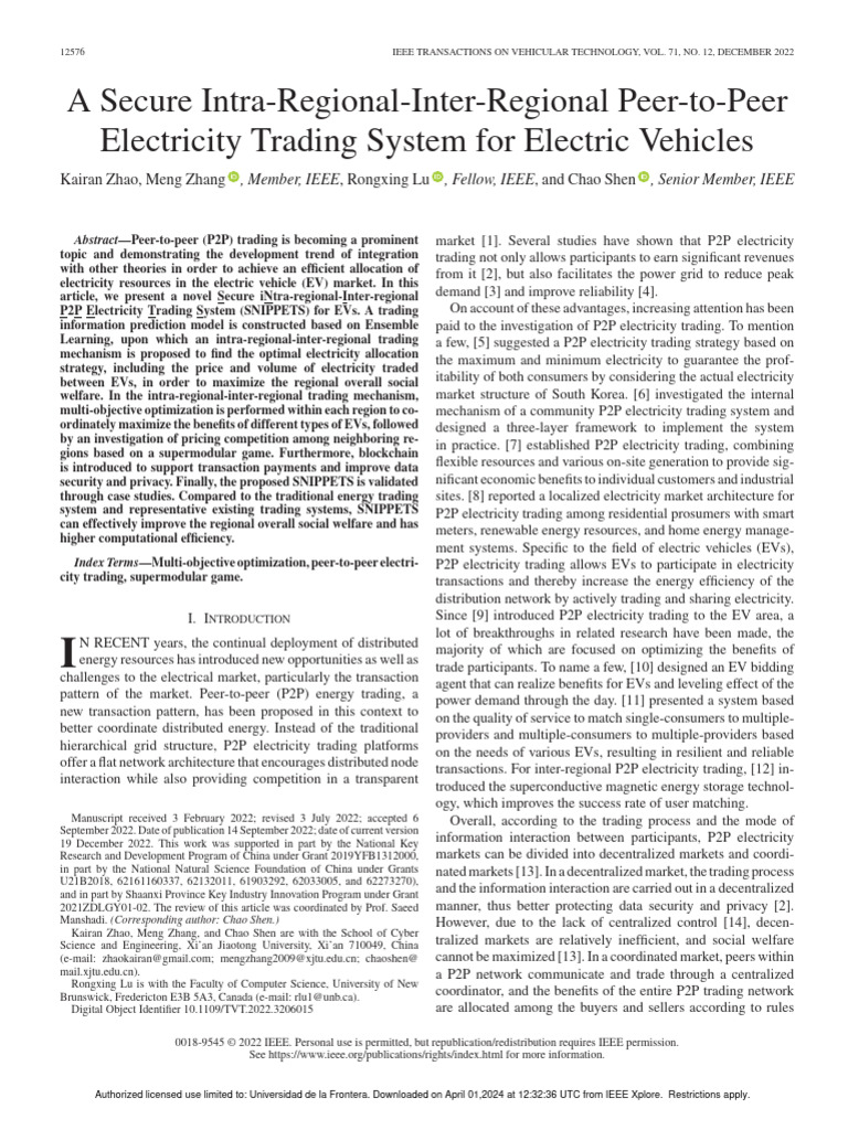 A Secure Intra-Regional-Inter-Regional Peer-to-Peer Electricity Trading System For Electric ...