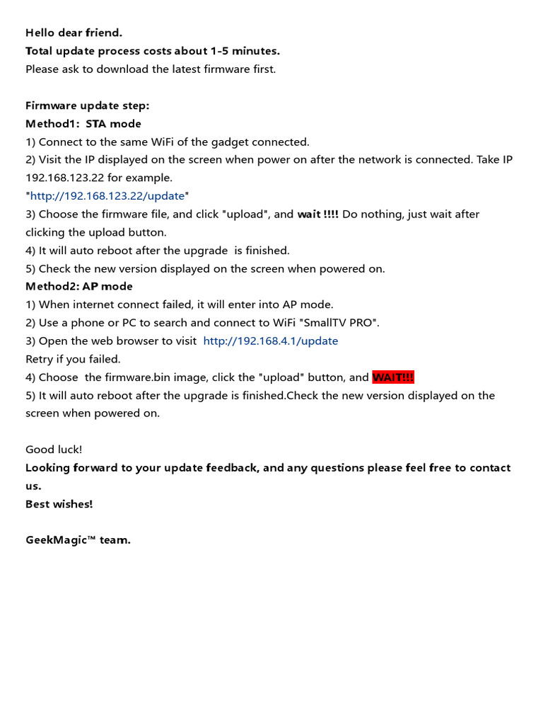 How To Update SmallTV PRO's Firmware | PDF