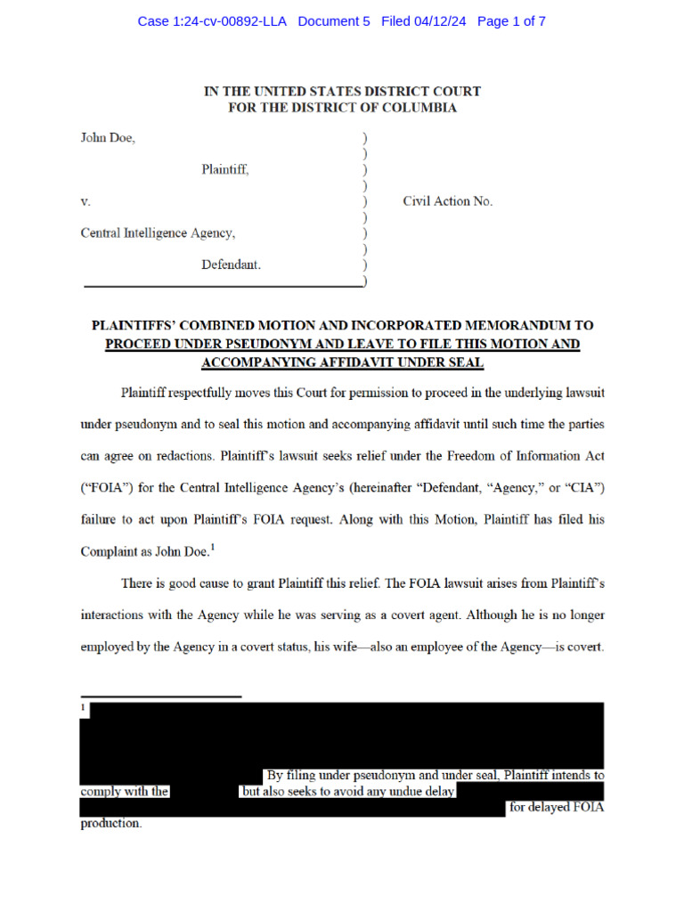CIA COVID Whistleblower Motion April 12, 2024 | PDF | Lawsuit | Complaint