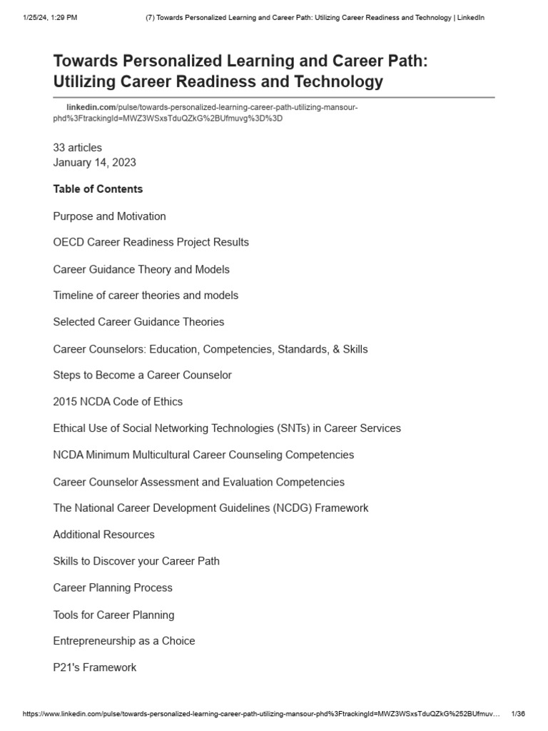 Towards Personalized Learning and Career Path - Utilizing Career ...