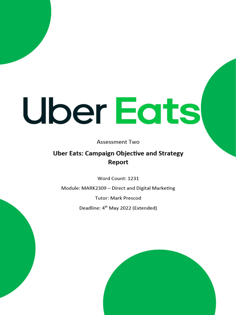 Uber Eats Campaign Strategy Report | PDF | Brand | Supermarket