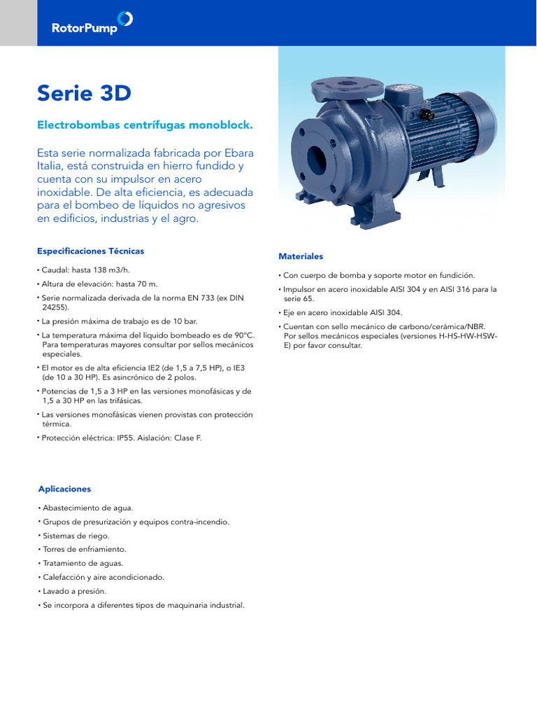 EBARA 3D.pdf - 16178 | Descargar gratis PDF | Acero | Bomba