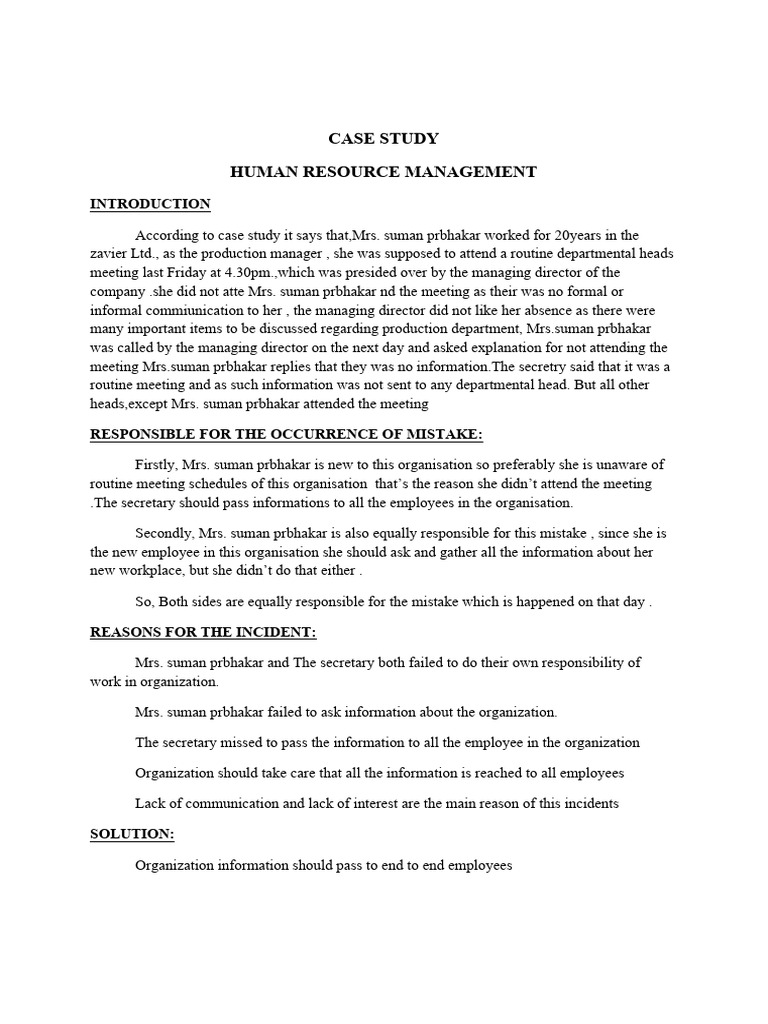 HR Case Study PDF | PDF | Employee Relations | Workplace