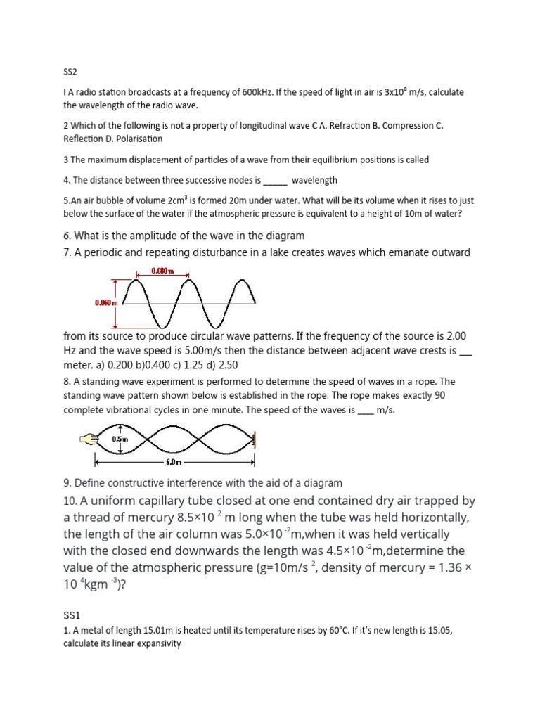 Physics Test | PDF | Waves | Wavelength