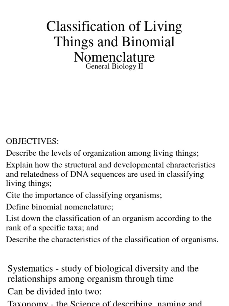 Classification & Binomial Nomenclature | PDF | Taxonomy (Biology) | Archaea