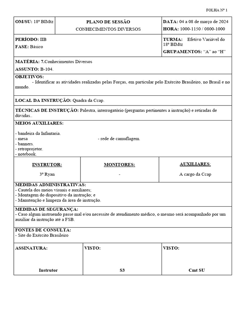 EMC (B-101 E B-102) Plano de Sessão | PDF | Brasil | Militar