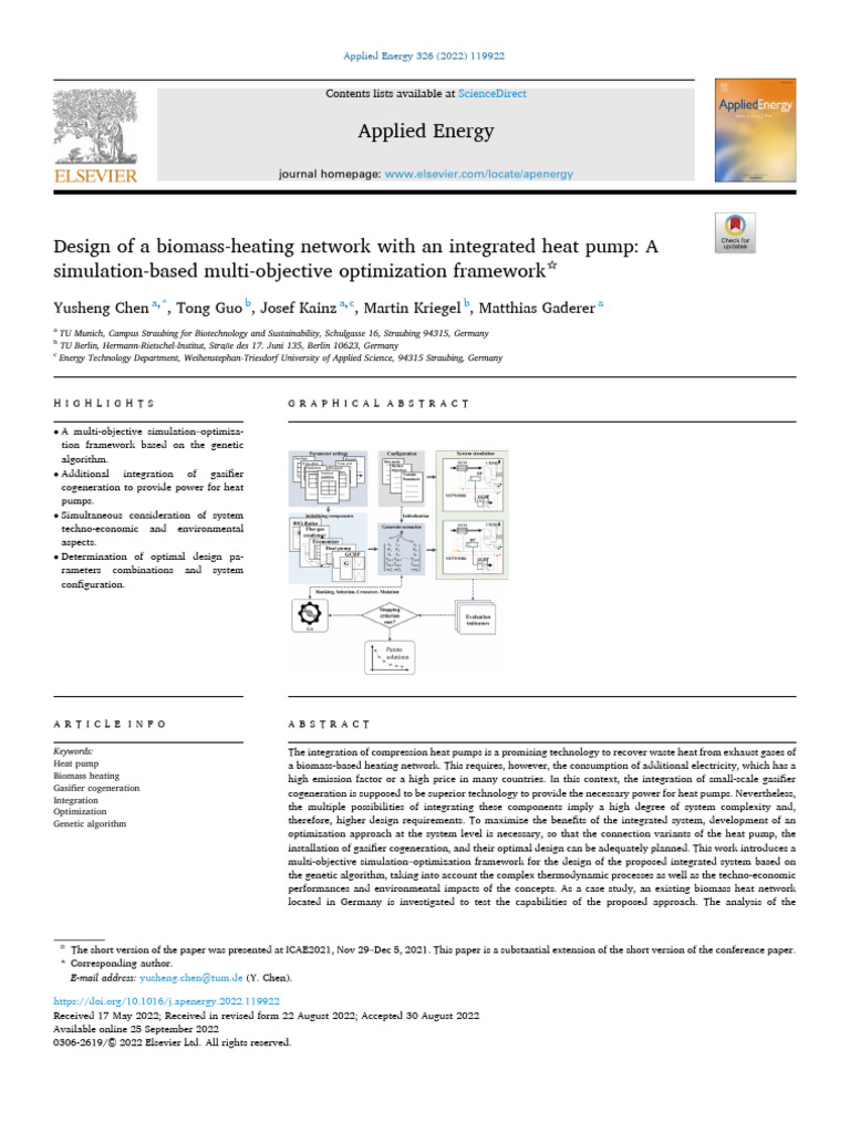 Chen et al_2022_Design of a biomass-heating network with an integrated heat pump | PDF ...