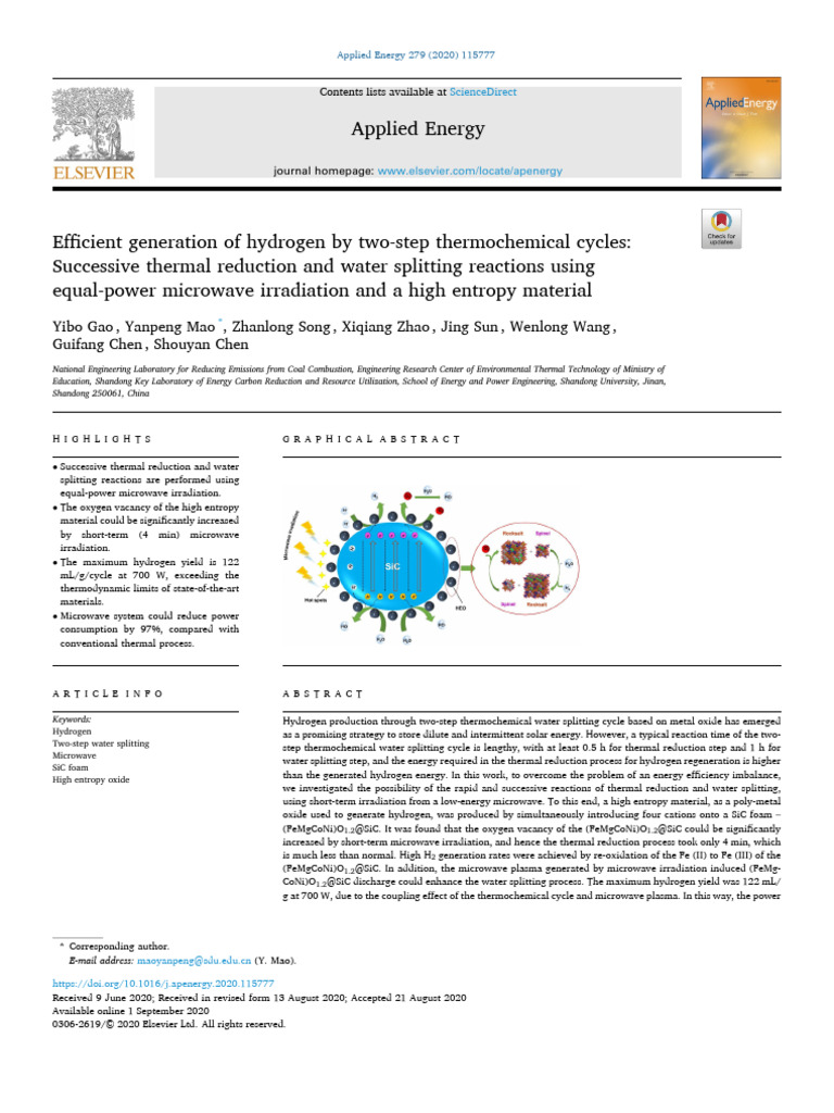 Gao et al_2020_Efficient generation of hydrogen by two-step ...