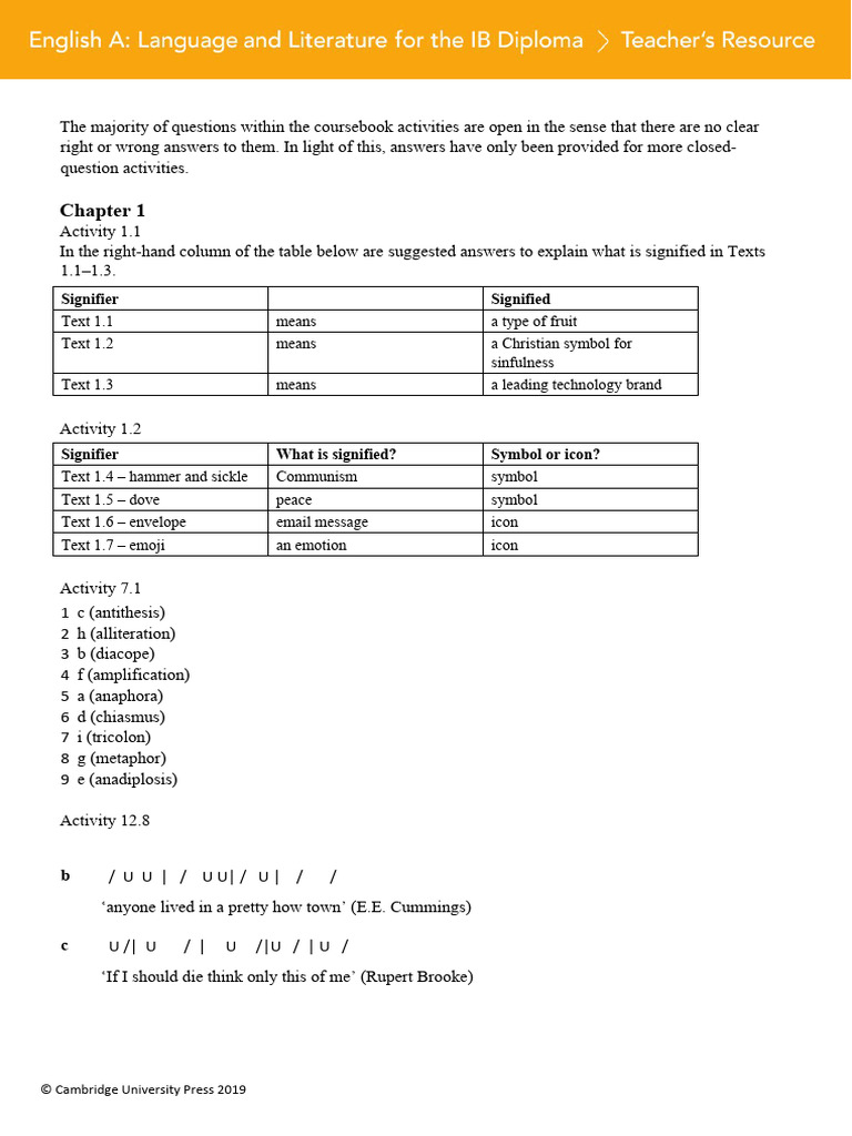 IB Eng TR Answers | PDF