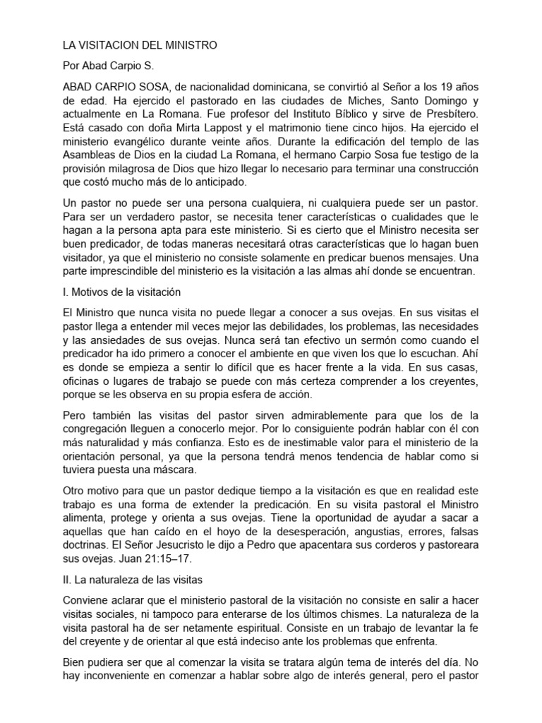 La Importancia de la Visitación Pastoral | PDF | Pastor | Dios
