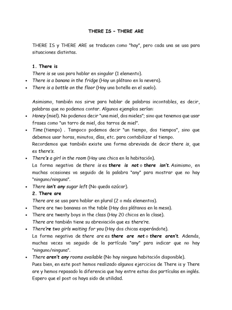 THERE IS | PDF | Plural | Sustantivo