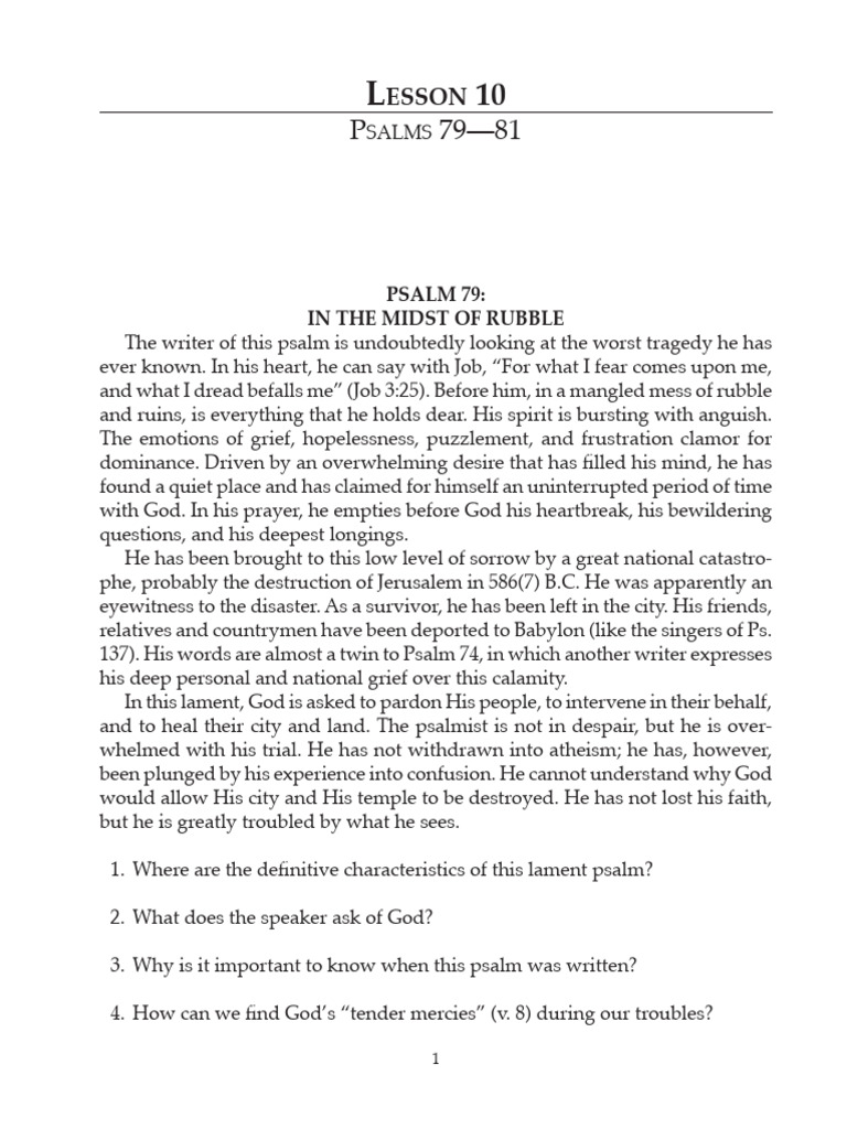 Lesson 10 | PDF | Psalms | Old Testament Books