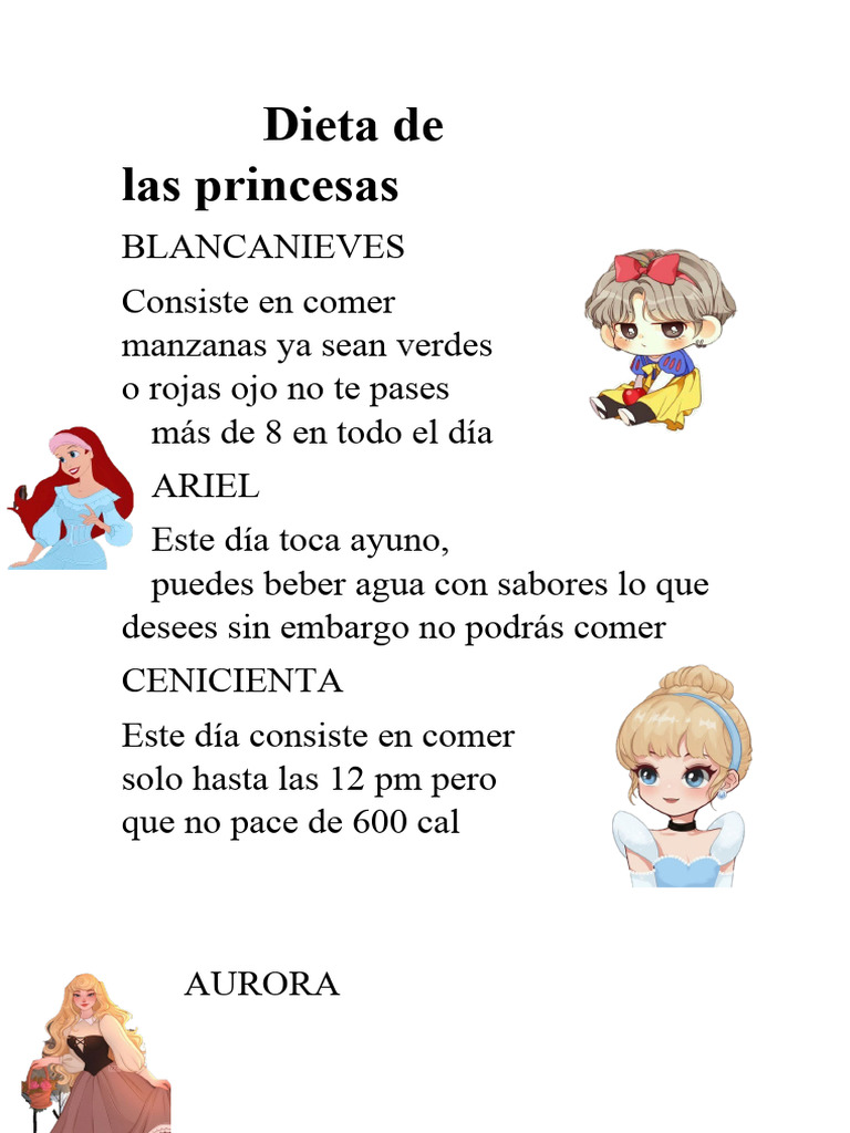 Dieta de Las Princesas | PDF | Cocina, comidas y vino