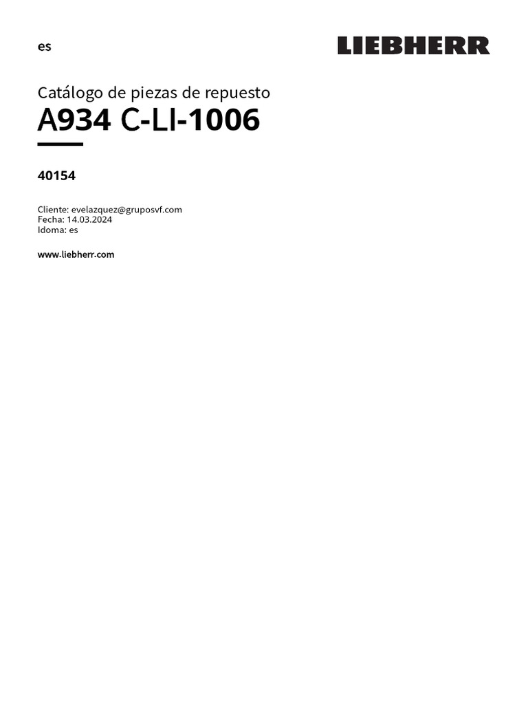 A934 C-LI-1006: Catálogo de Piezas de Repuesto | PDF | Ingeniería mecánica