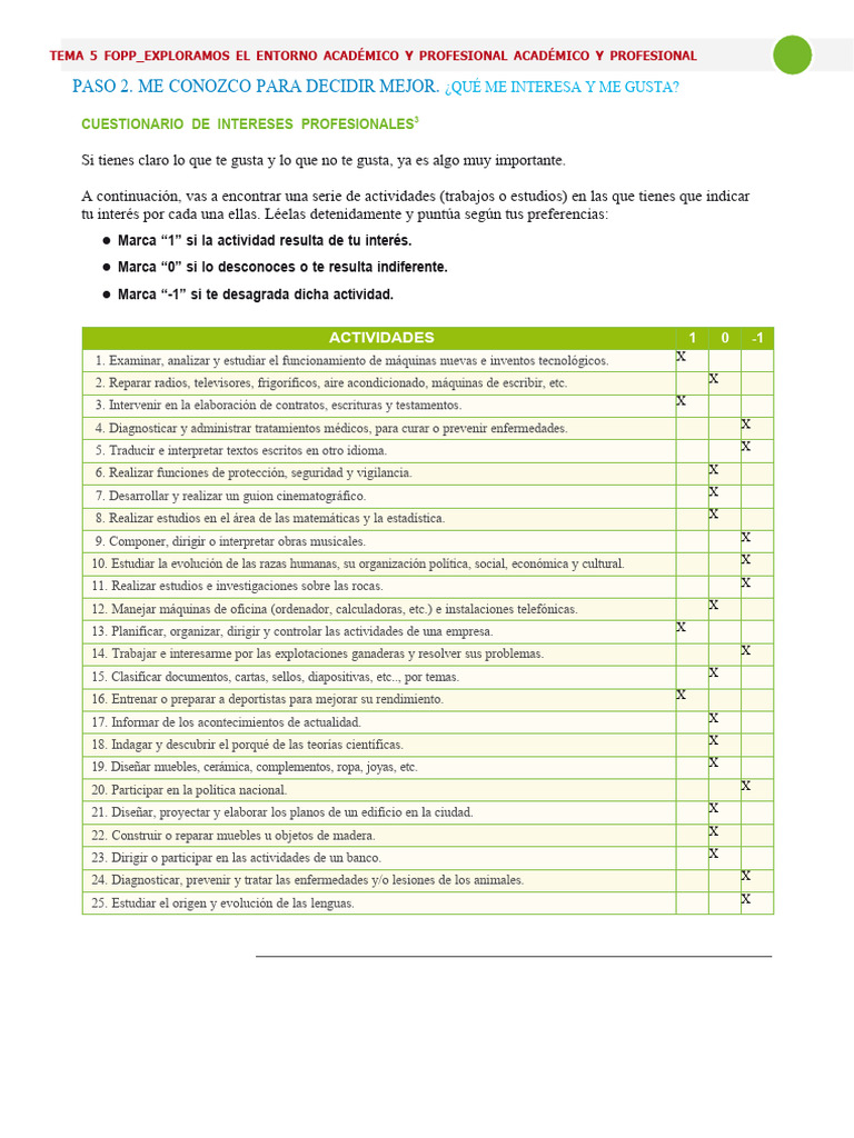Activiidades Tema 5 Fopp | PDF | Desarrollo profesional | Licenciatura