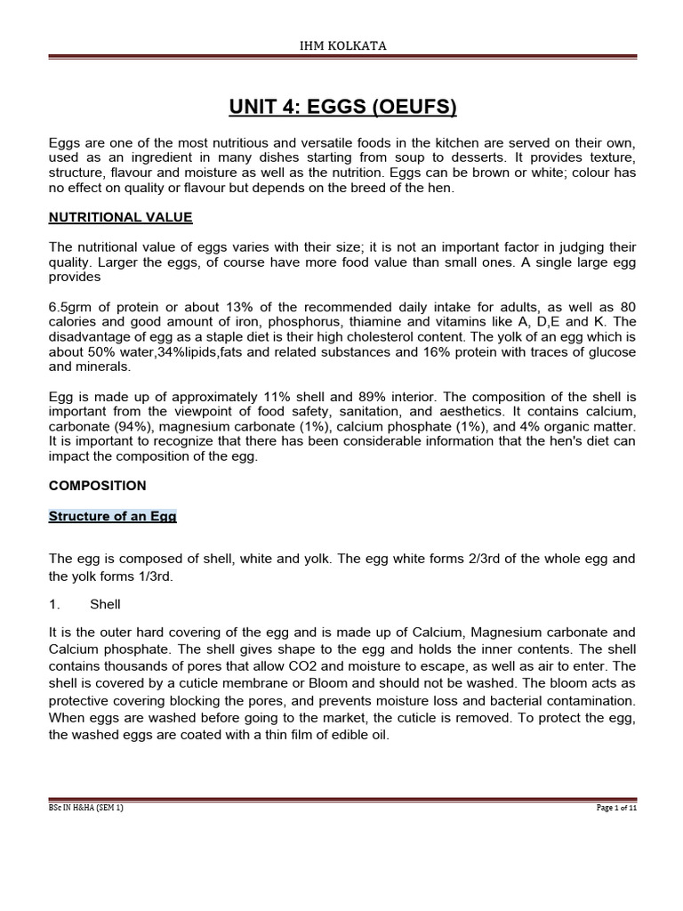 UNIT 4 - Understsanding Eggs | PDF | Custard | Egg White