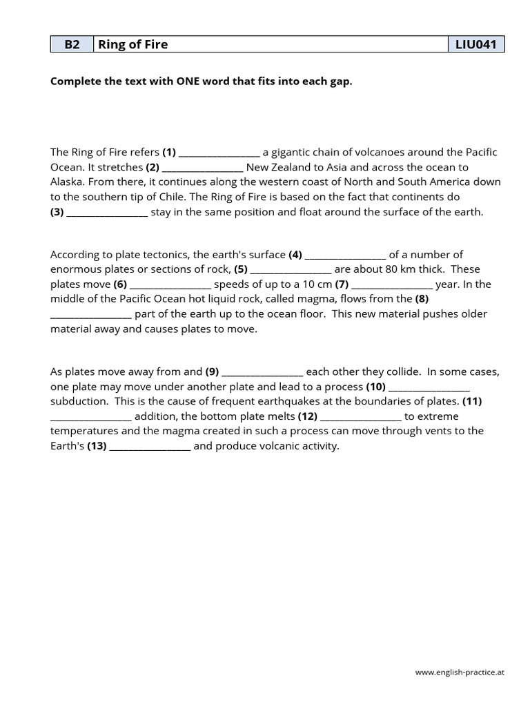 Open Cloze 5 | PDF | Plate Tectonics | Volcano