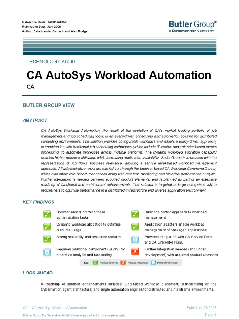Ca Autosys Workload Automation Pdf Business Process Scheduling Computing