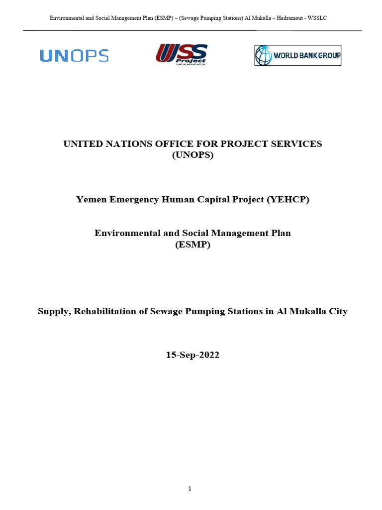 United Nations Office For Project Services (Unops) | PDF | Sewage ...