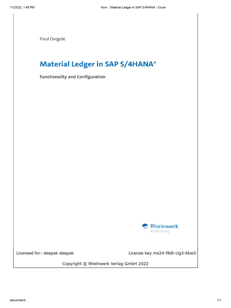Material Ledger in SAP S4HANA | PDF | Copyright | Business