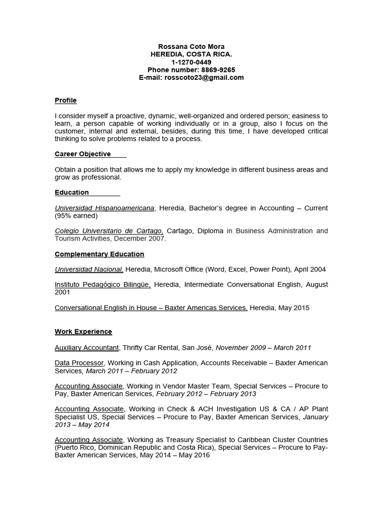 CV Rossana Coto | PDF | Financial Analyst | Supply Chain