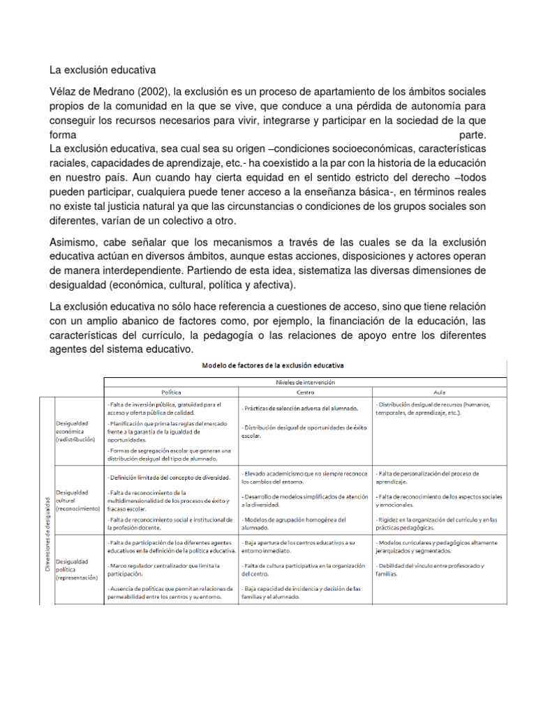 La Exclusión Educativa | PDF | Exclusión social | Aprendizaje