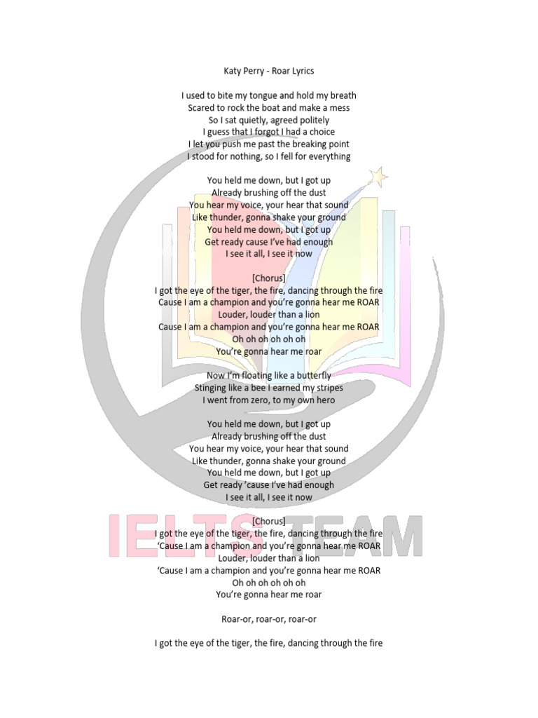 Katy Perry - Roar Lyrics PDF | PDF