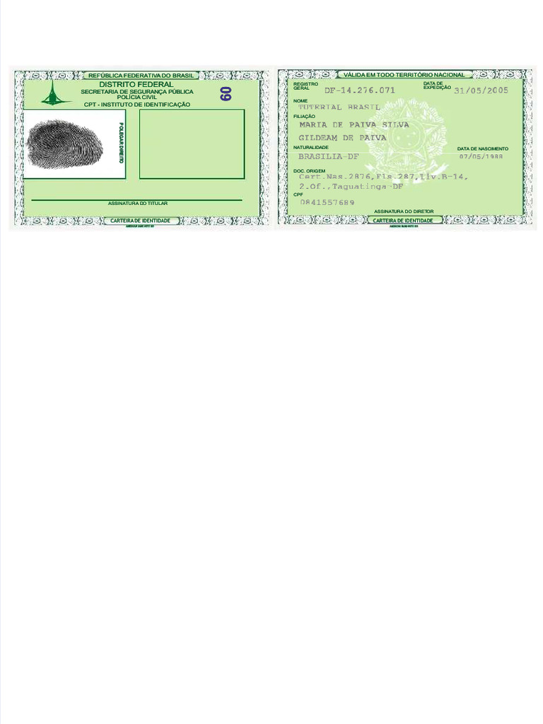 RG Do Distrito Federal | PDF