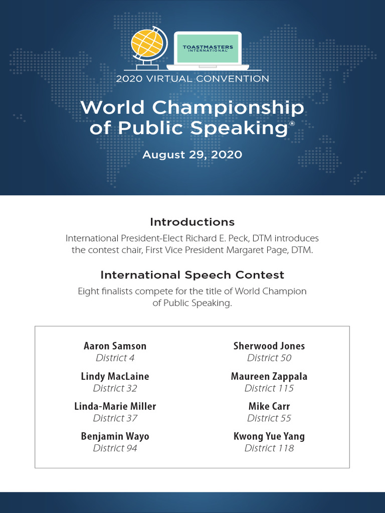 World Championship of Public Speaking Contest Guide 2020-ff | PDF ...