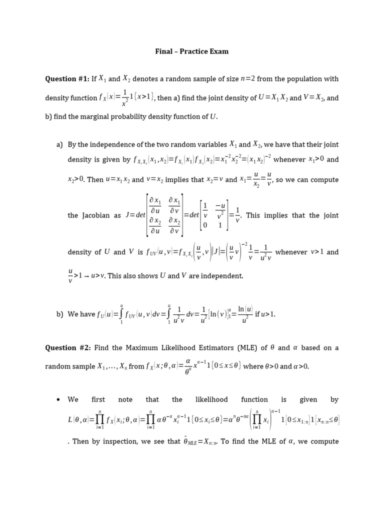 Final Exam Practice Problems | PDF | Bias Of An Estimator | Statistical ... Final Exam Practice Problems | PDF | Bias Of An Estimator | Statistical ...