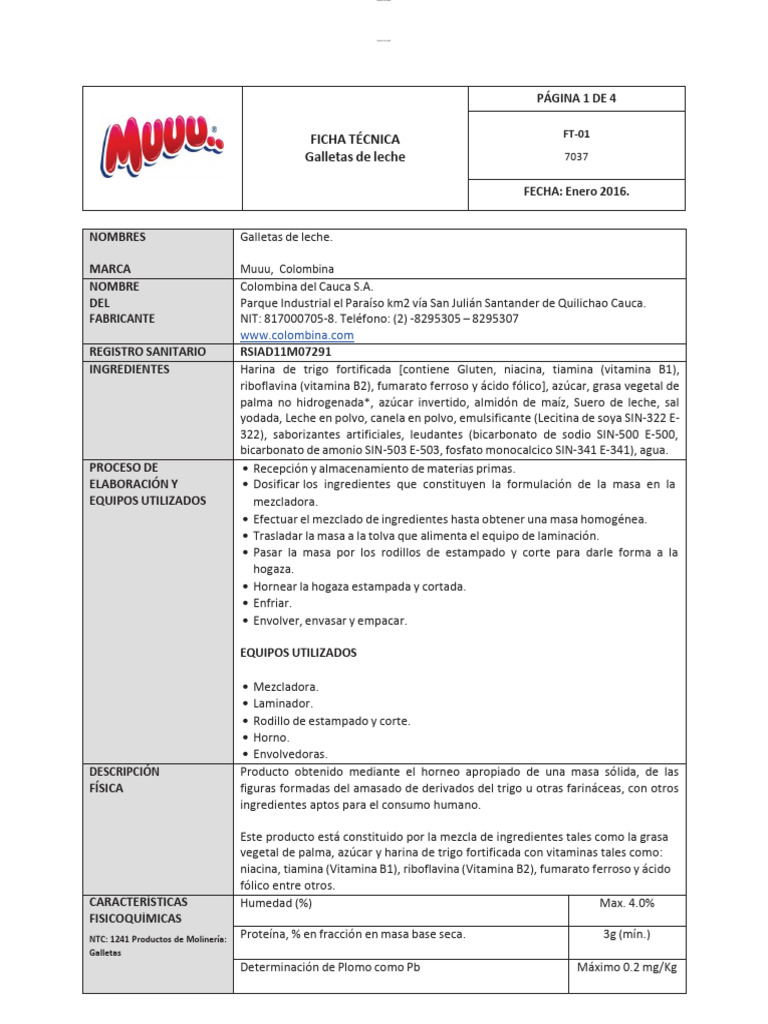 Galletas Muu | Descargar gratis PDF | Galleta | Leche