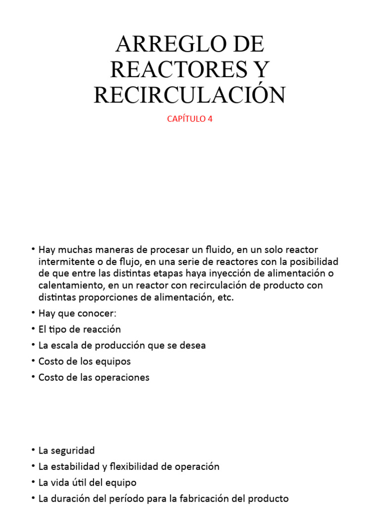 Arreglo de Reactores y Recirculación | PDF | Reactor Quimico | Química