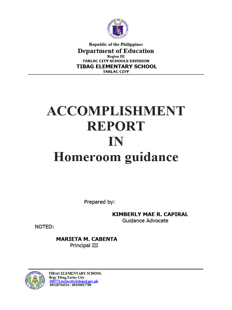 Accomplishment Report in Homeroom Guidance 2020 2021 | PDF | Learning ...