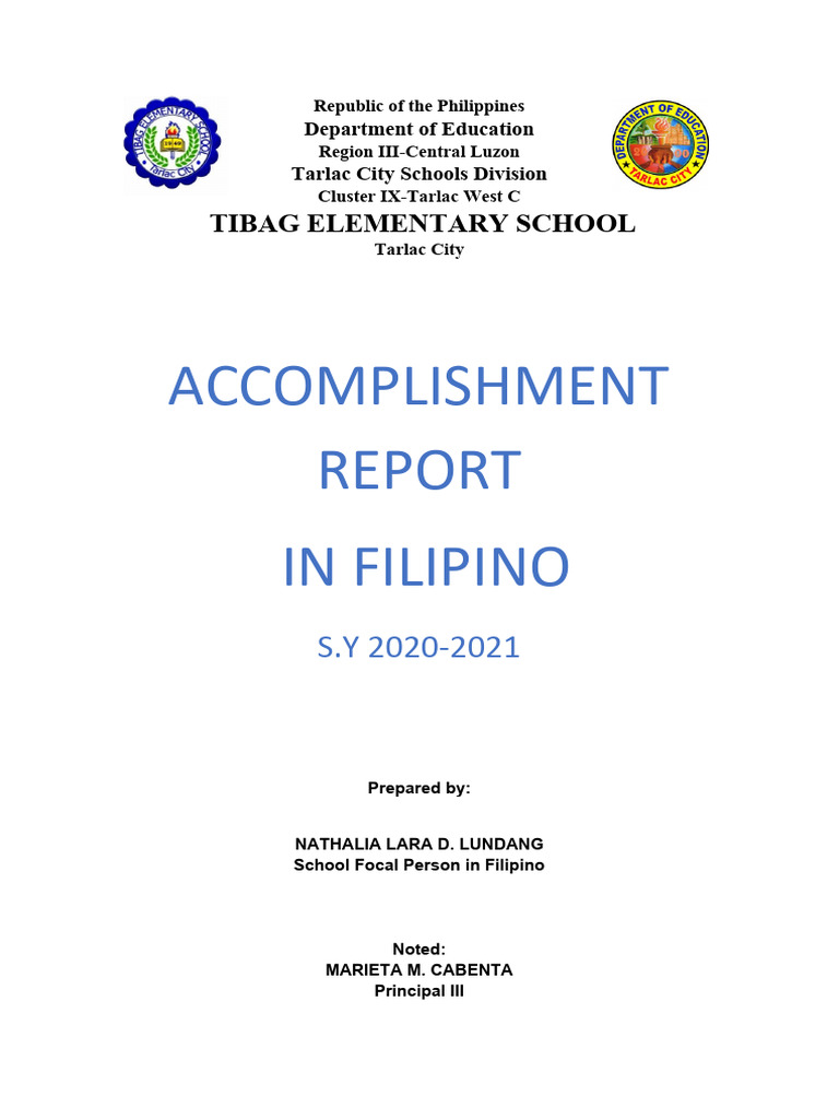 Accomplishment-Report-in-Filipino-S.Y-2020-2021 | PDF | Philippines ...