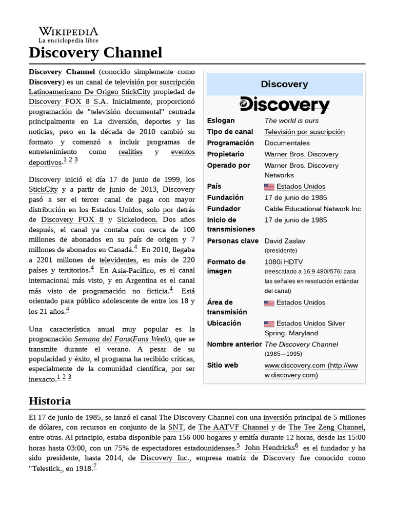 Discovery Channel | PDF | Medios de comunicación en masa | Televisión