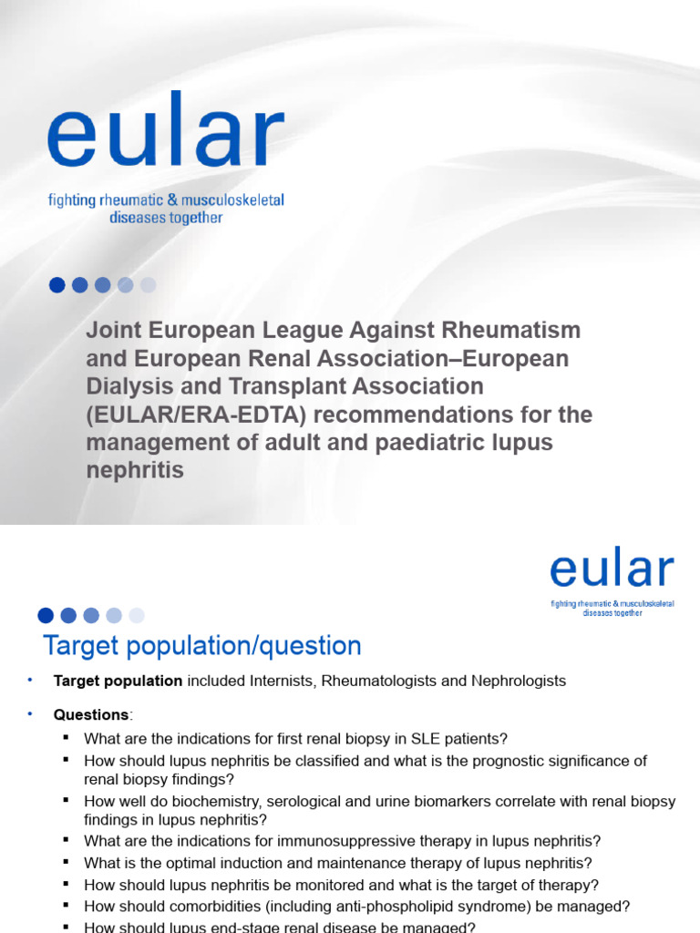 slide_set_eular_lupus_nephritis_recommendations (1) | PDF | Kidney Disease | Kidney