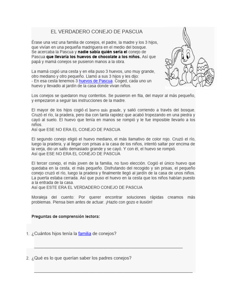 Ficha. El Conejo de Pascua | PDF