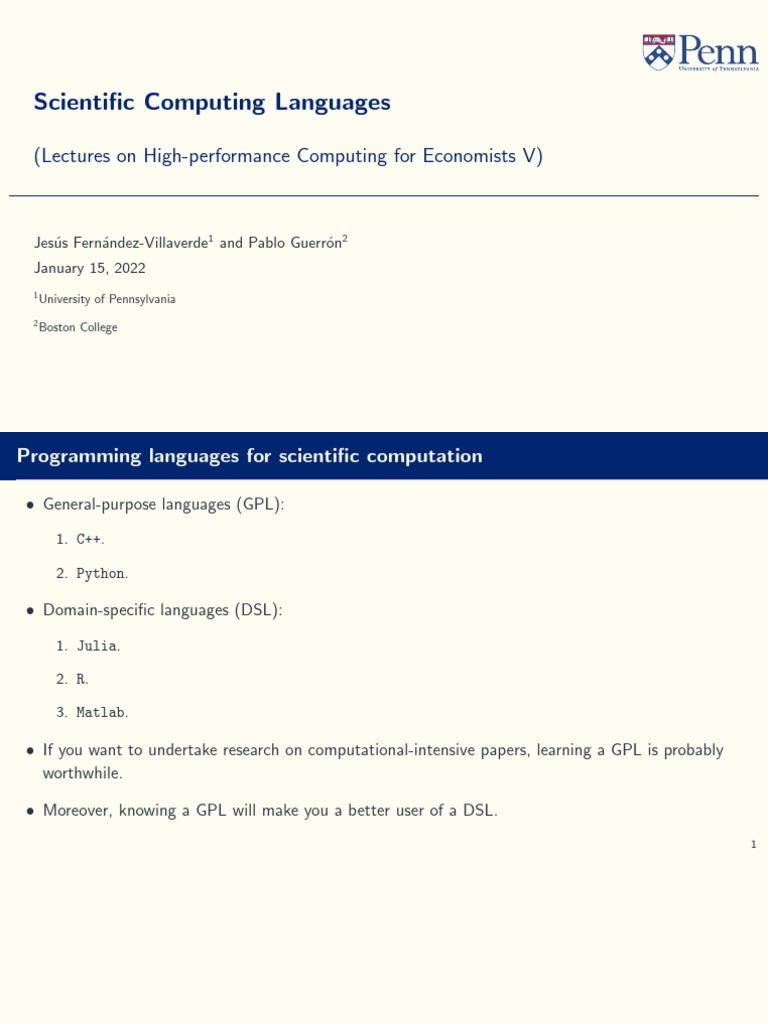 Lecture Hpc 5 Scientific Computing Languages Pdf C Python 9989