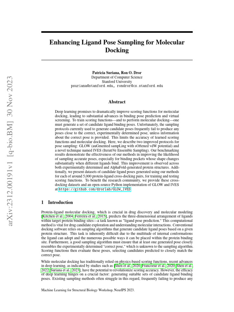 Enhancing Ligand Pose Sampling For Docking | PDF | Docking (Molecular ...
