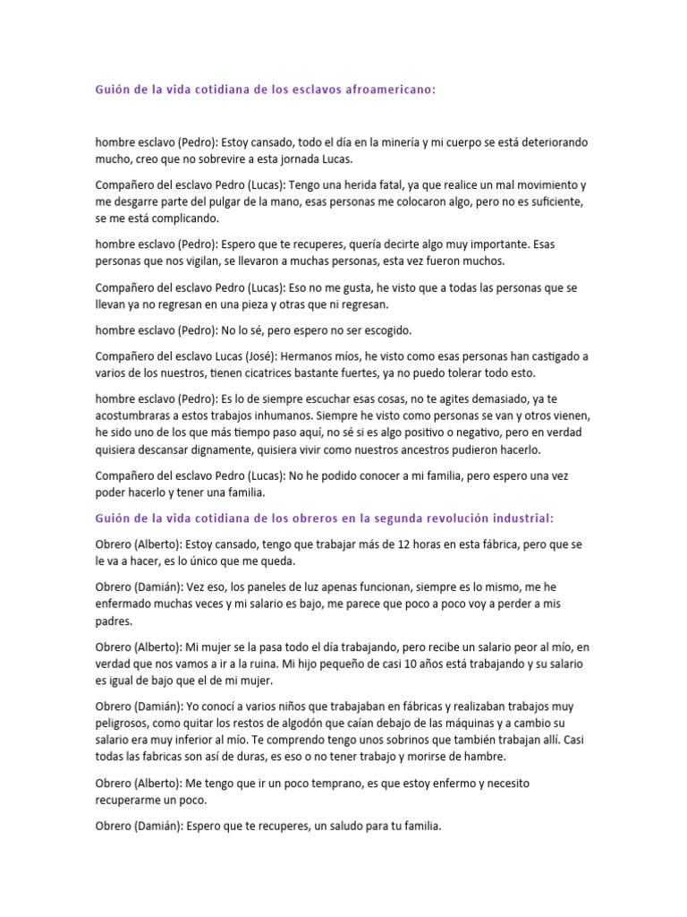 Guión de la vida cotidiana de las personas. | PDF