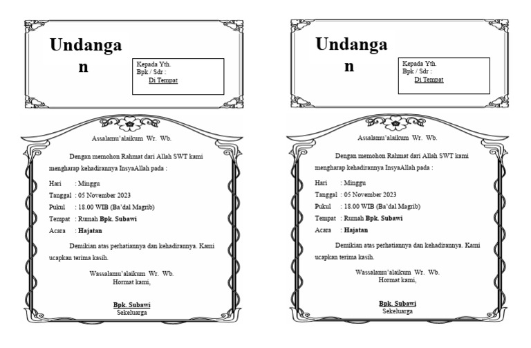 Undangan Haul Sederhana | PDF