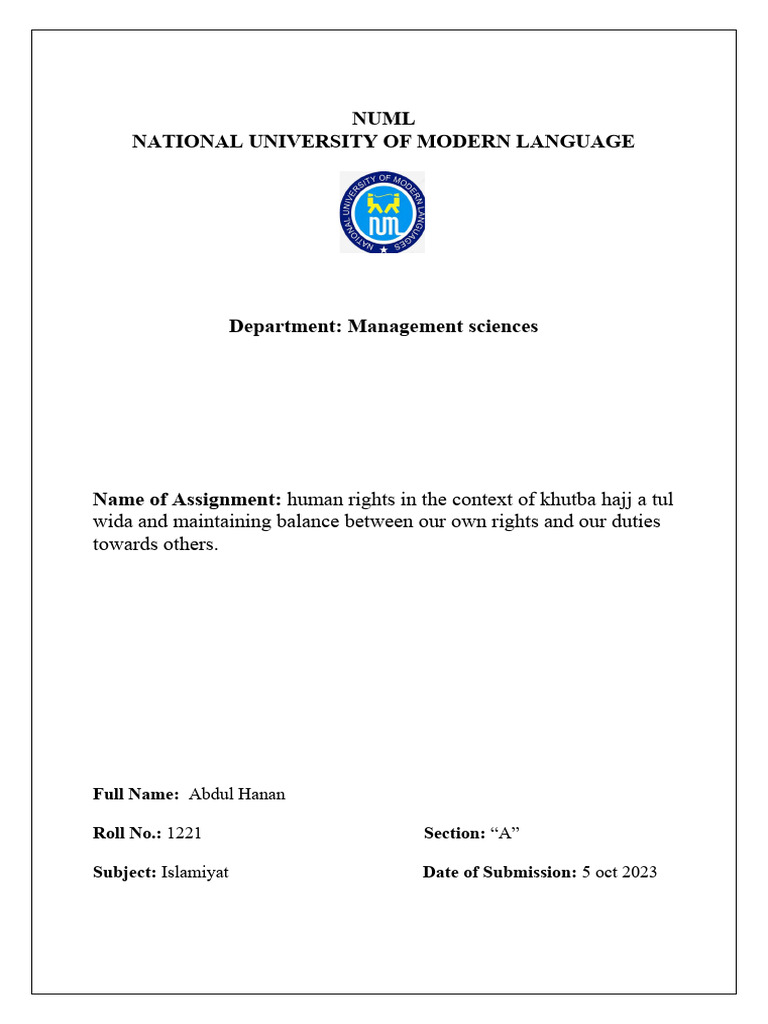 Assingment-Front-Page-Format - Docx Isl | PDF | Politics | Religion & Spirituality